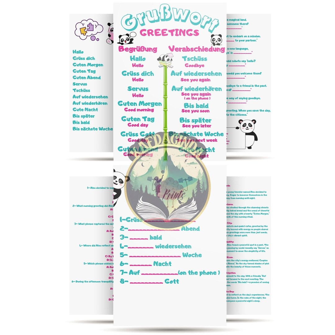 German Learning Worksheets, Greetings Reading, Writing,practicing ...