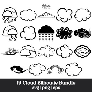 Cloud Svg File, Cloud Clipart, Cloud Vector, Cloud Bundle Svg, Cloud ...