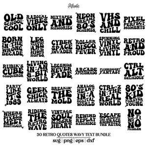 Groovy Svg Bundle, Retro Quotes Svg Bundle, Wavy Text Png, Trendy Svg ...