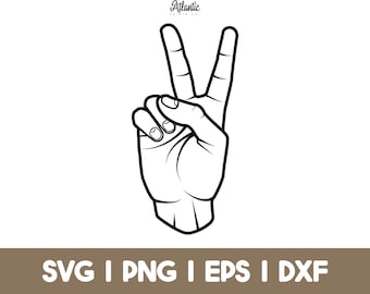 Hand Peace Sign SVG Cut File for Cricut, Silhouette, Line Drawing Peace ...