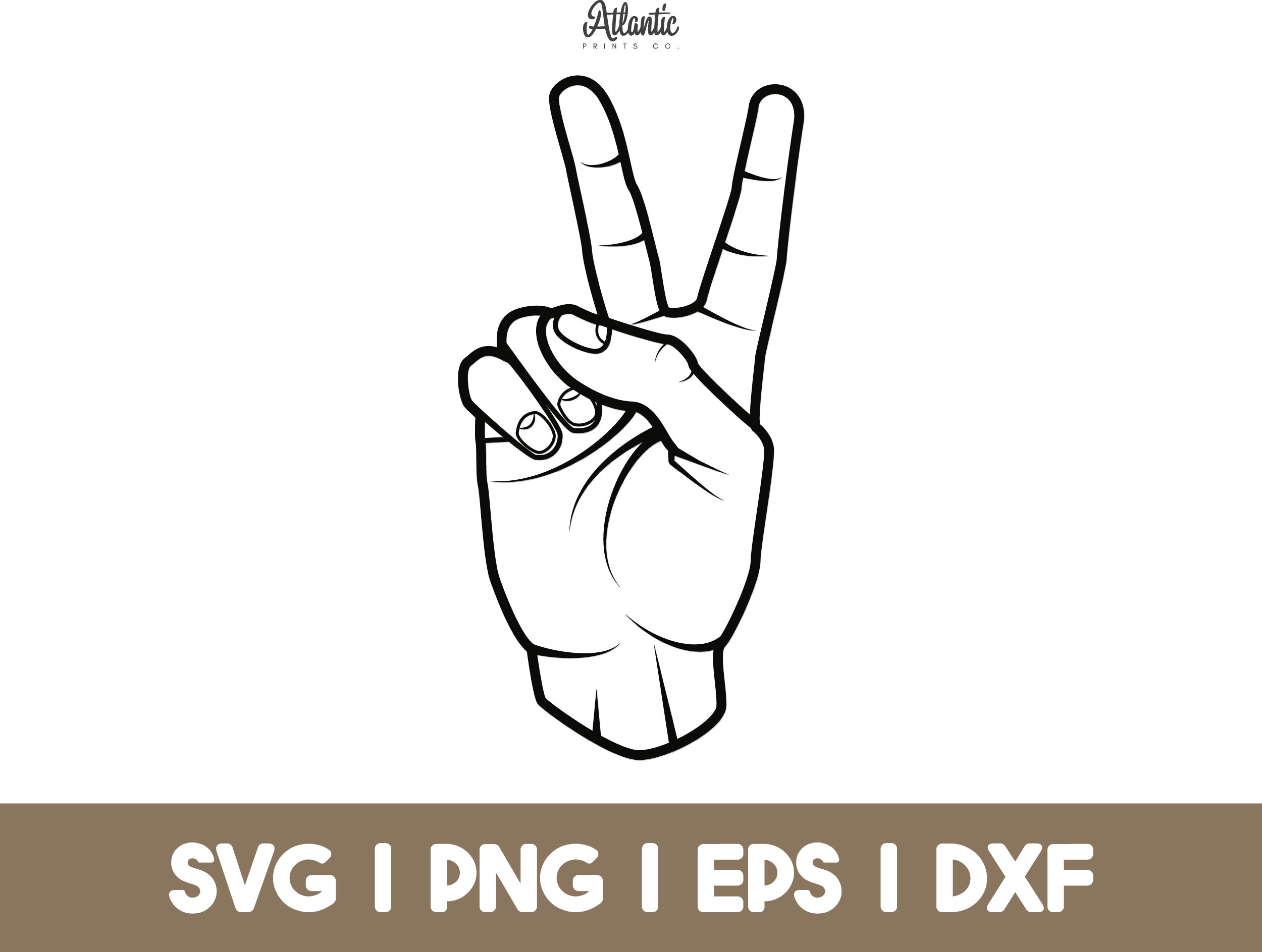 Hand Peace Sign SVG Cut File for Cricut, Silhouette, Line Drawing Peace ...