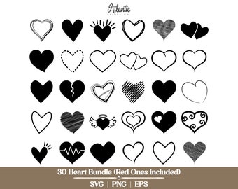 Heart Bundle Svgpng Heart Doodle Svg, Heart Svg Cut Files for Cricut ...