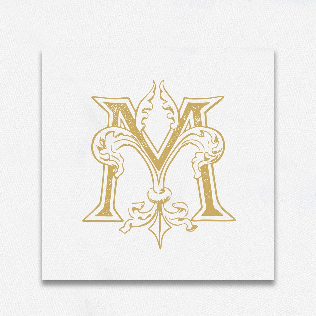 Floral Letter M Monogram: Gold Wedding Invitation (digital Download) - Etsy