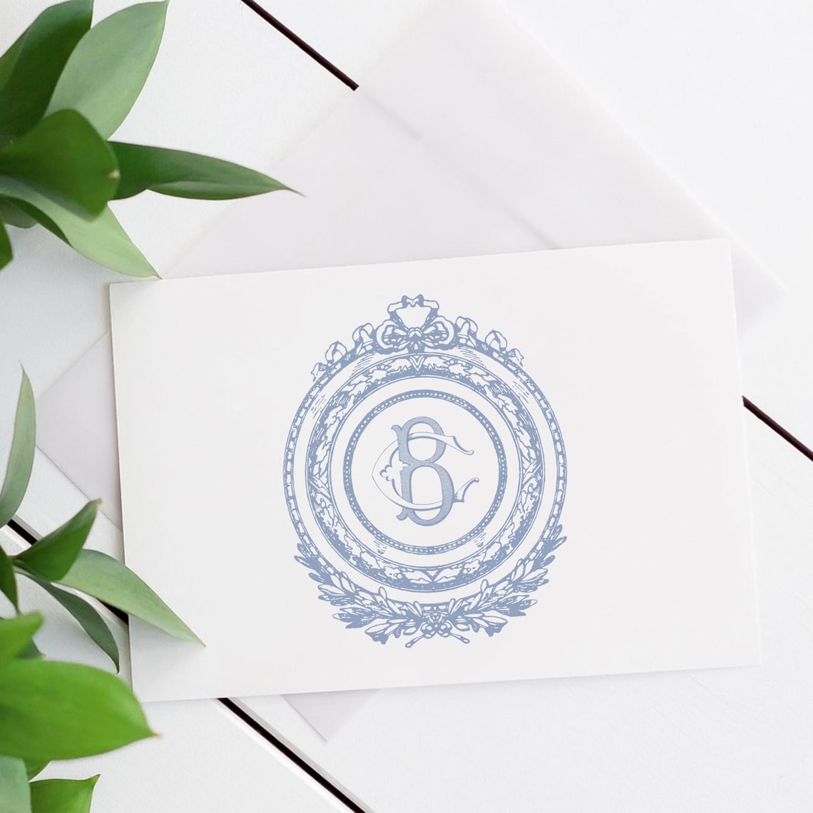 Vintage Wedding Monogram Logo: Elegant Framed BC CB Initials (digital ...