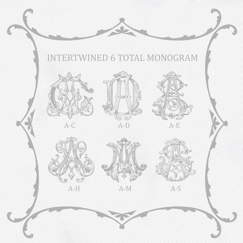 Vintage Intertwined Monogram Bundle: Wedding Crest (SVG, PNG, PDF) - Etsy
