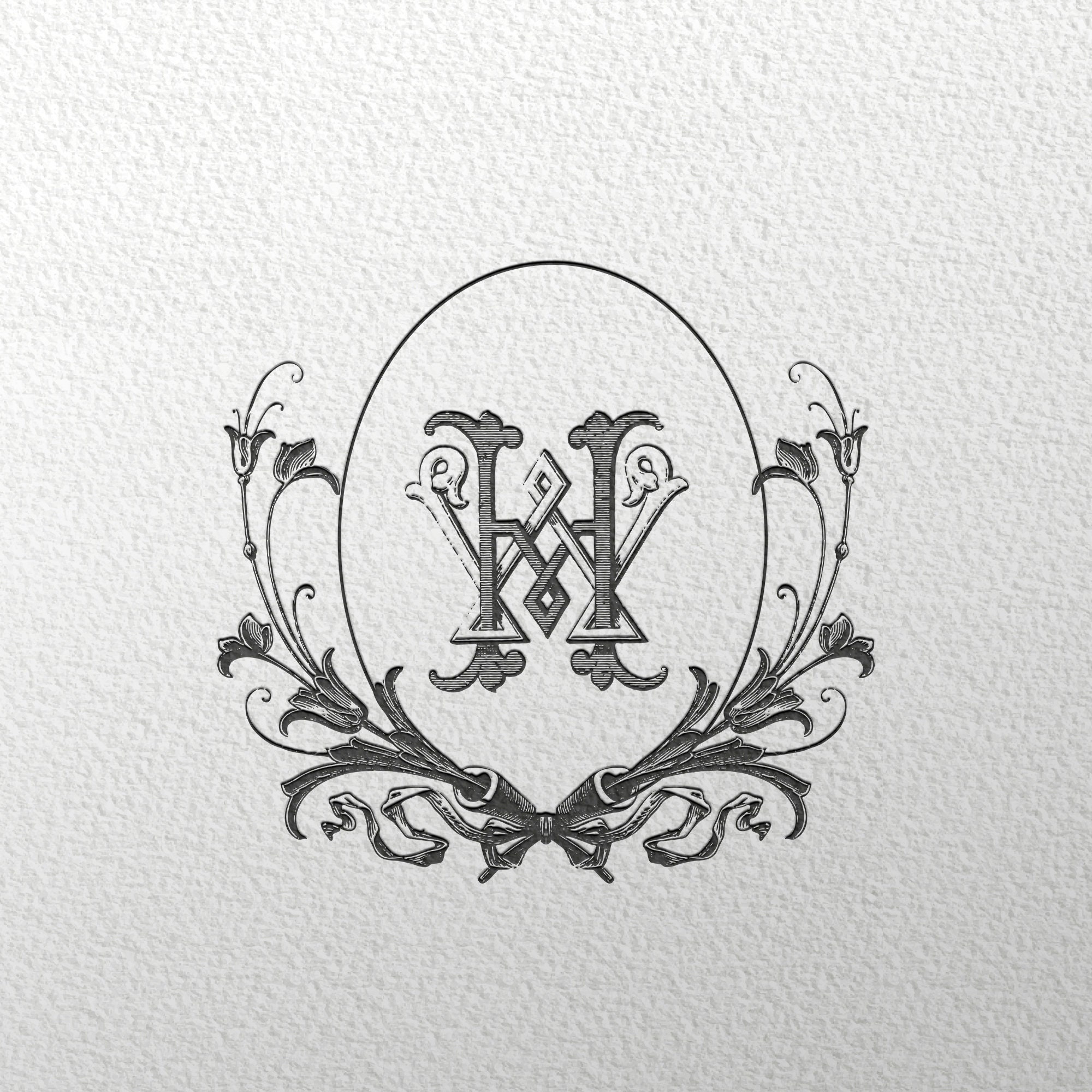 HW-WH Monogram,elegant Vintage Wedding Monogram Crest ,wedding Monogram ...