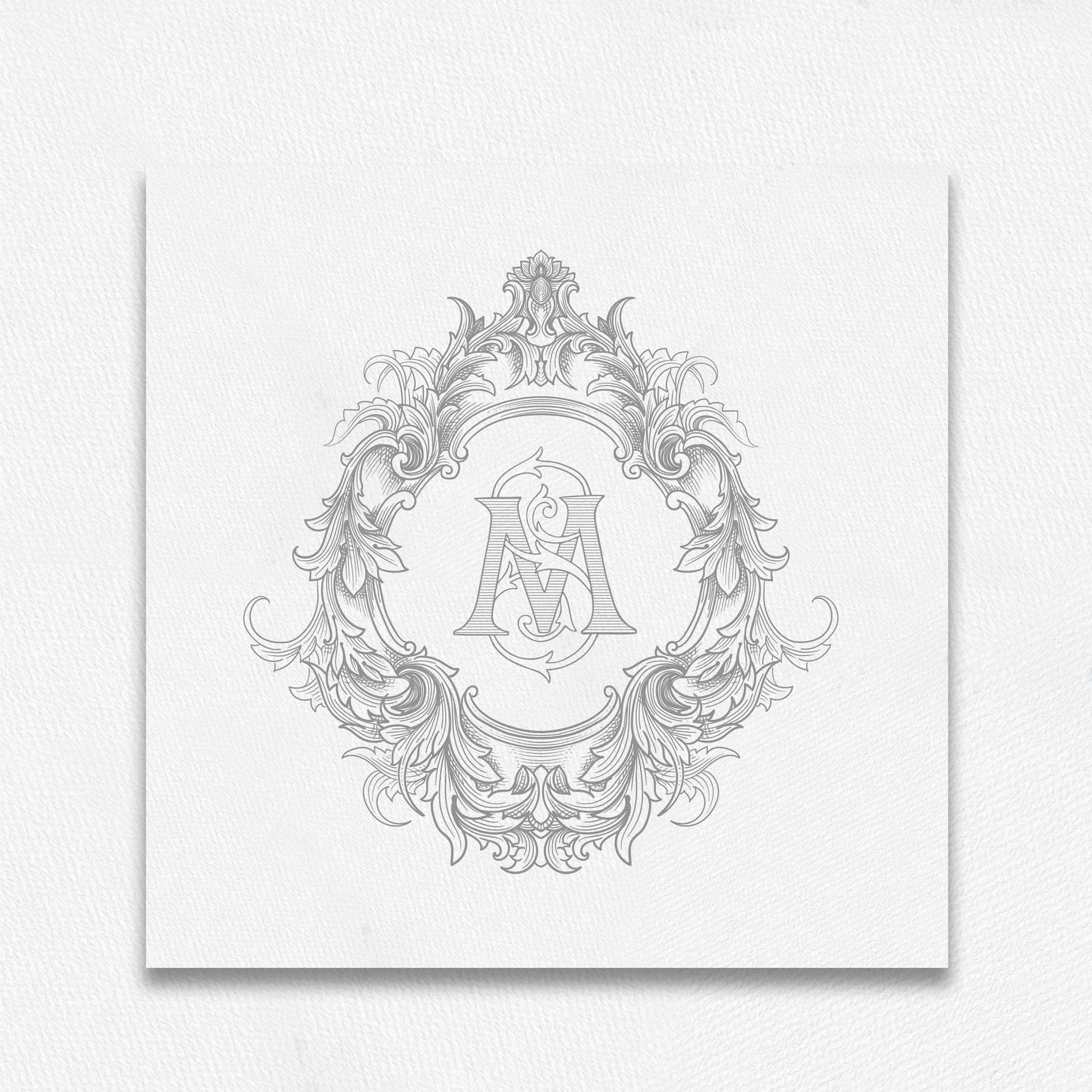 MS - SM Monogram, Vintage Frame, Wedding Monogram, Wedding Logo ...