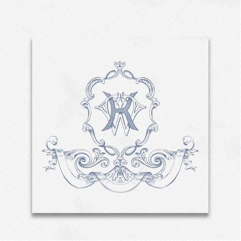 KW WK Monogram, Vintage Frame, Wedding Monogram, Wedding Logo, Antique ...