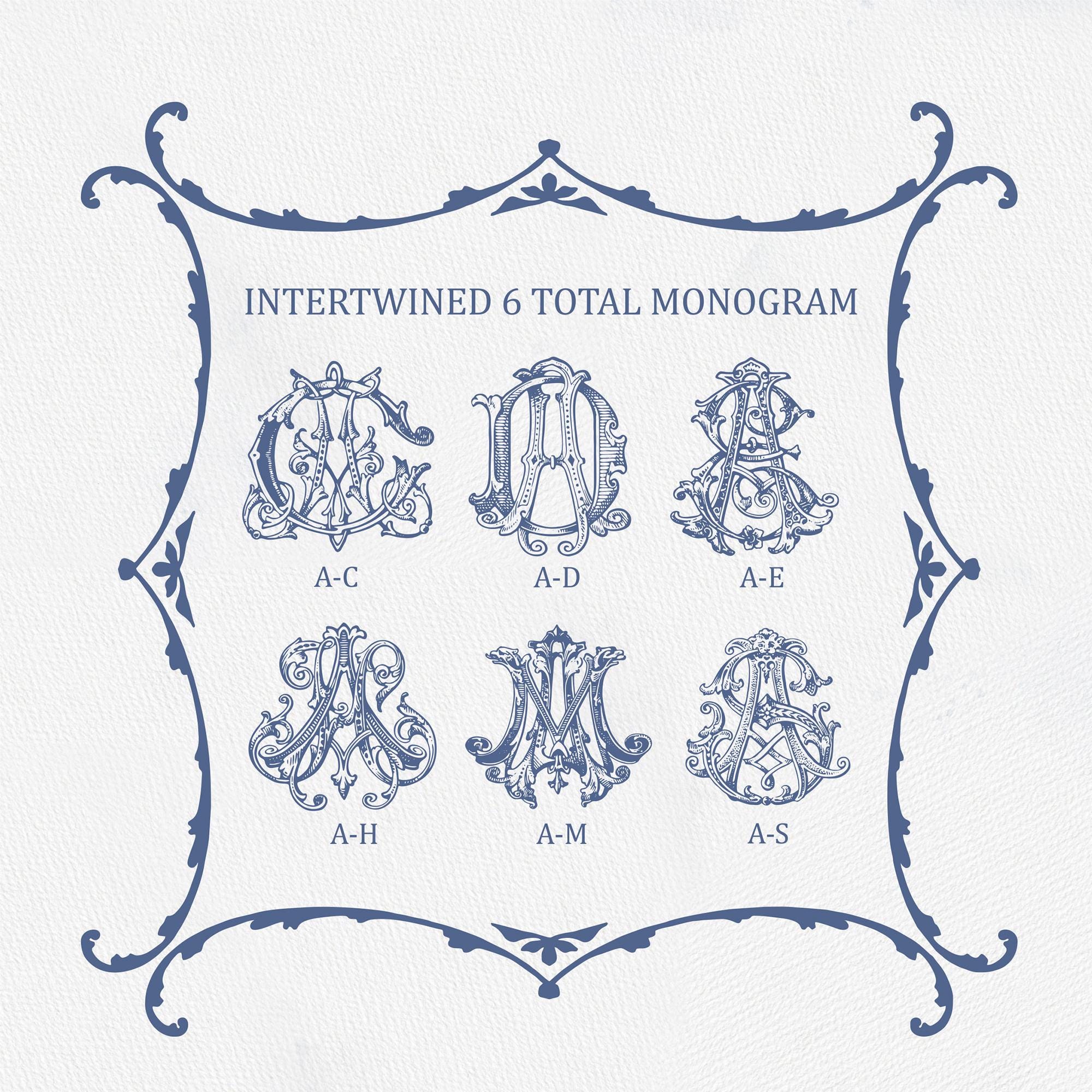 Bundle 6 Total Monogram ,exquisite Crest, Vintage Monogram, Intertwined ...