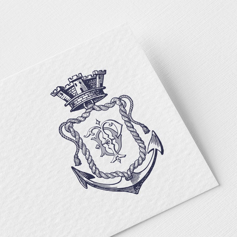 Grand Nautical Monogram Design : Vintage Marine & Luxury Anchor Crest ...