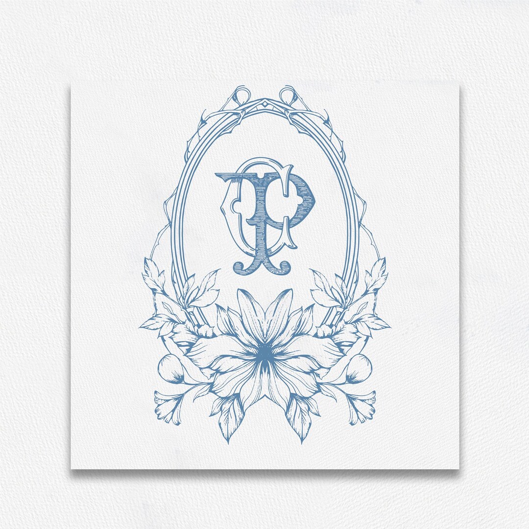 Vintage Wedding Monogram Crest: Floral Frame (digital Download) - Etsy