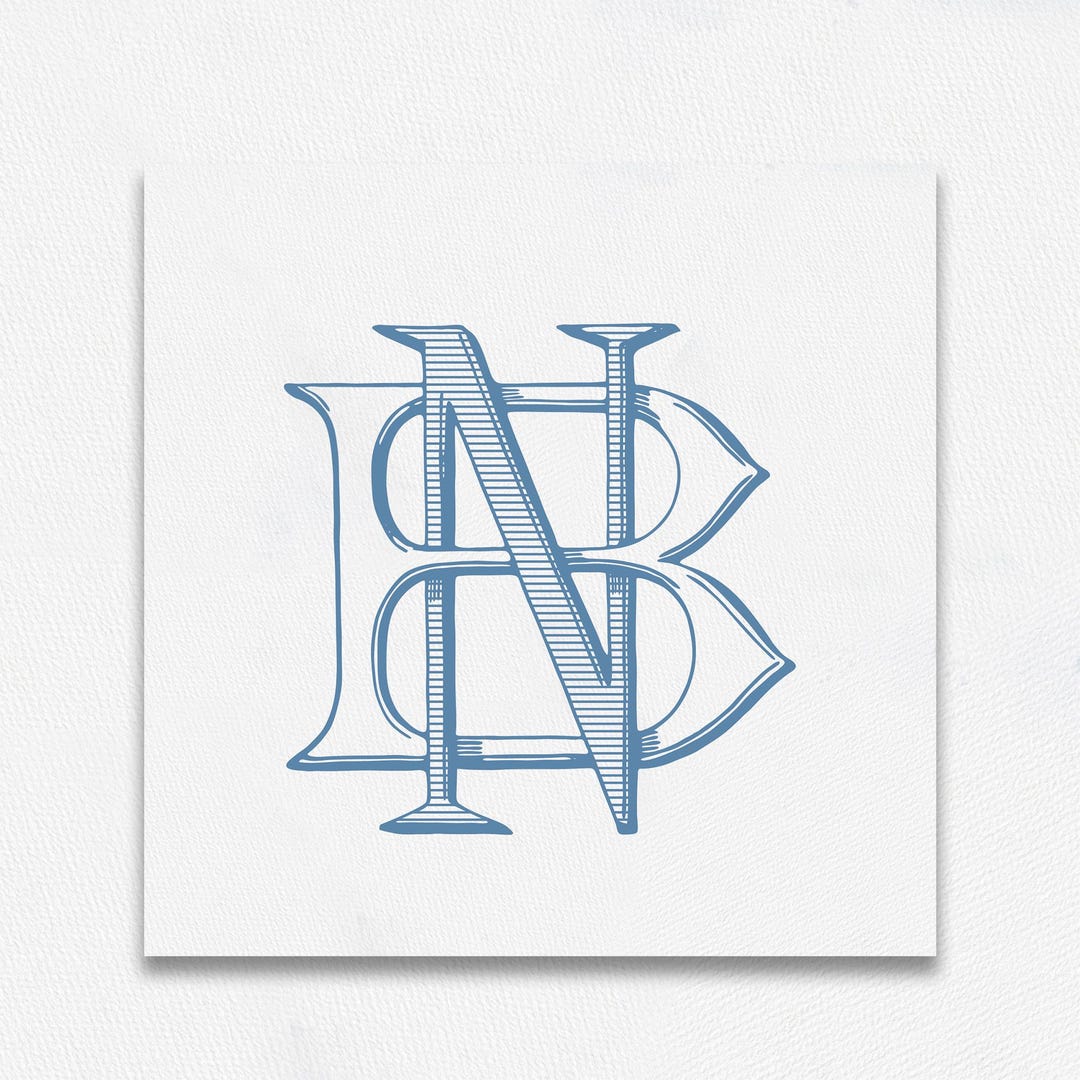 BN - NB Monogram, Custom Monogram, Wedding Monogram, Handmade, Instant ...