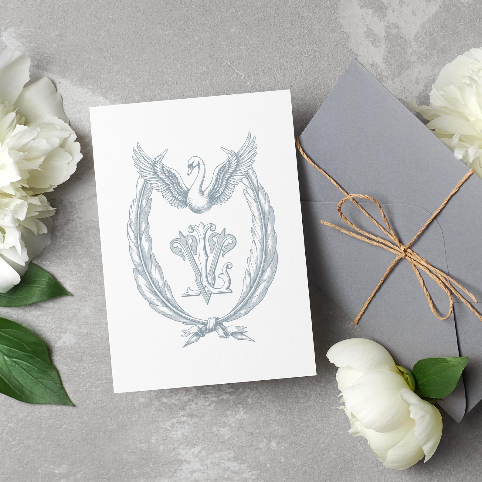 Personalized Swan Monogram Frame: Royal Wedding Logo Design (instant ...