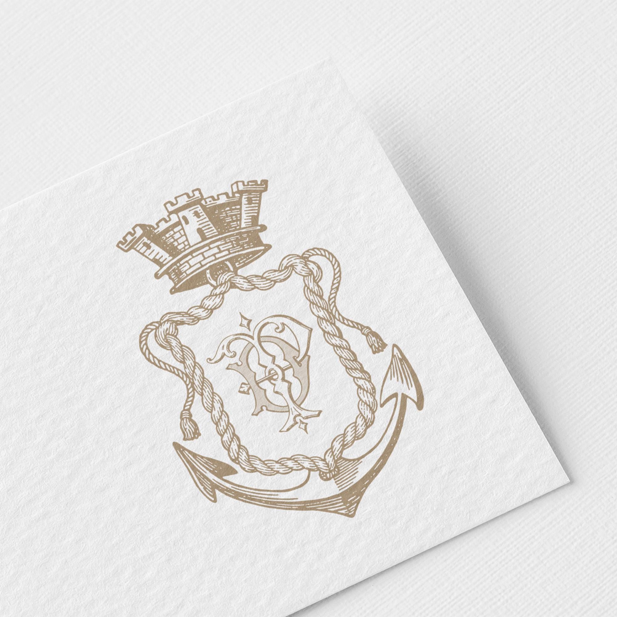 Grand Nautical Monogram Design : Vintage Marine & Luxury Anchor Crest ...