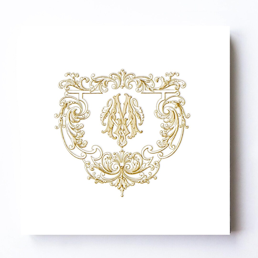 Custom Wedding Monogram Logo Design : Vintage Crest Logo (digital ...