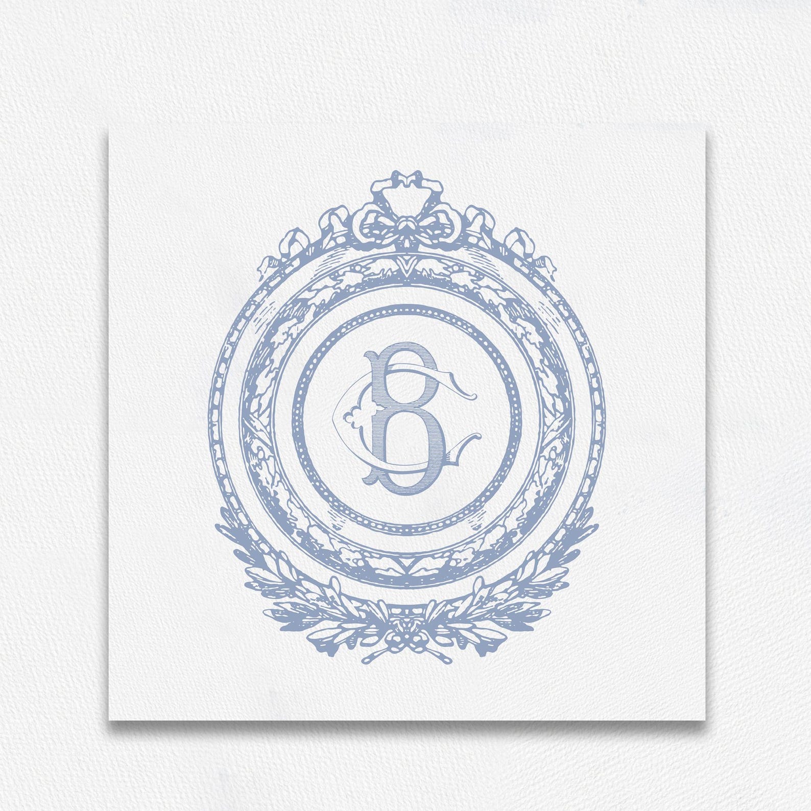 Vintage Wedding Monogram Logo: Elegant Framed BC CB Initials (digital ...