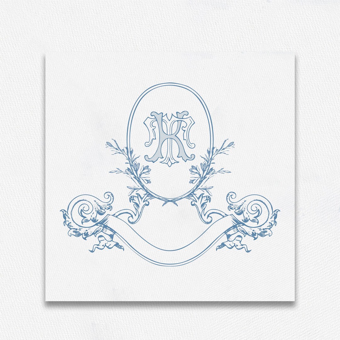 KT-TK Monogram,elegant Vintage Wedding Monogram Crest ,wedding Monogram ...