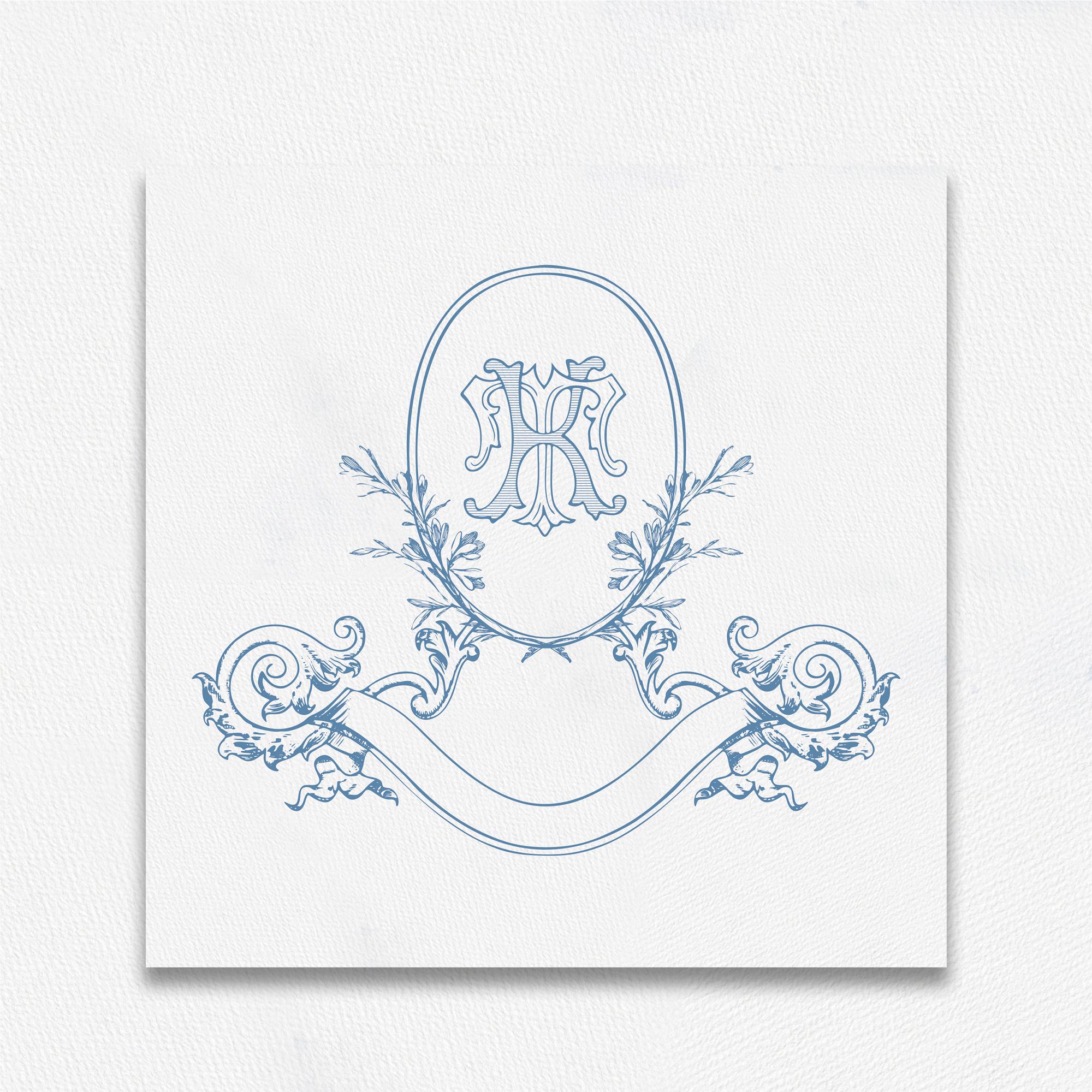 KT-TK Monogram,elegant Vintage Wedding Monogram Crest ,wedding Monogram ...