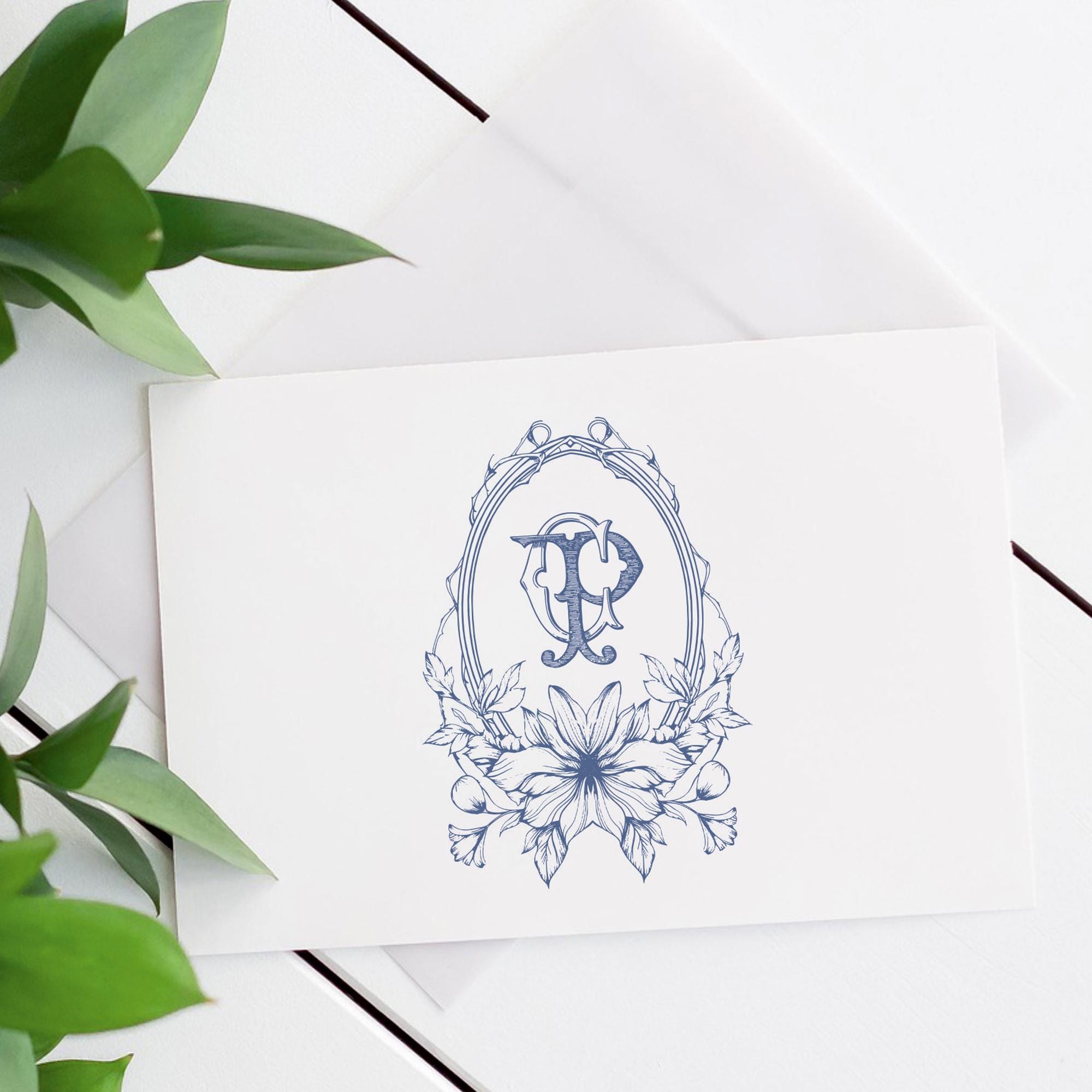 Vintage Wedding Monogram Crest: Floral Frame (digital Download) - Etsy