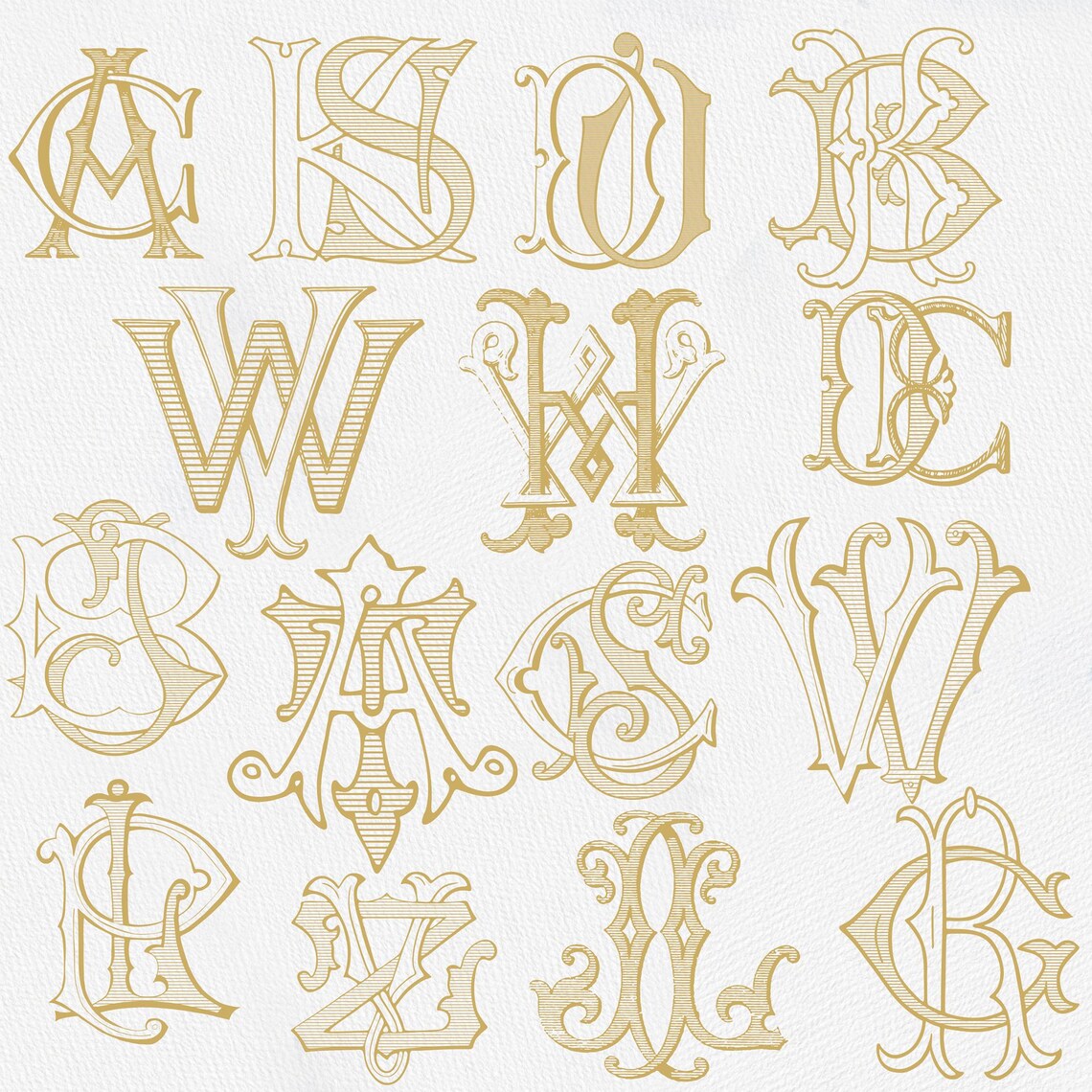 Custom Wedding Crest: Double Letter Monogram Design (digital Download ...