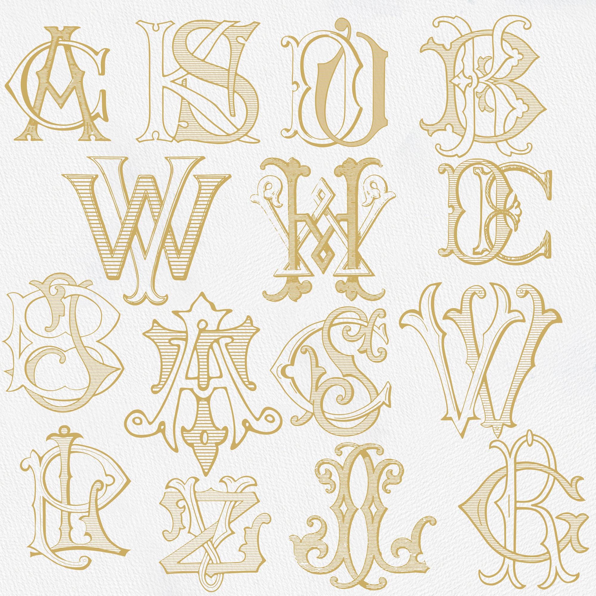 Custom Wedding Crest: Double Letter Monogram Design (digital Download ...