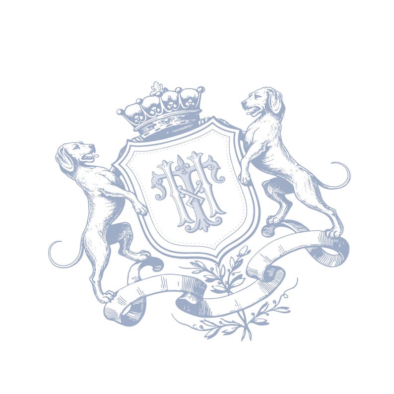 Vintage Heraldic Crest With Dogs: Custom Monogram Frame , Noble Dog ...