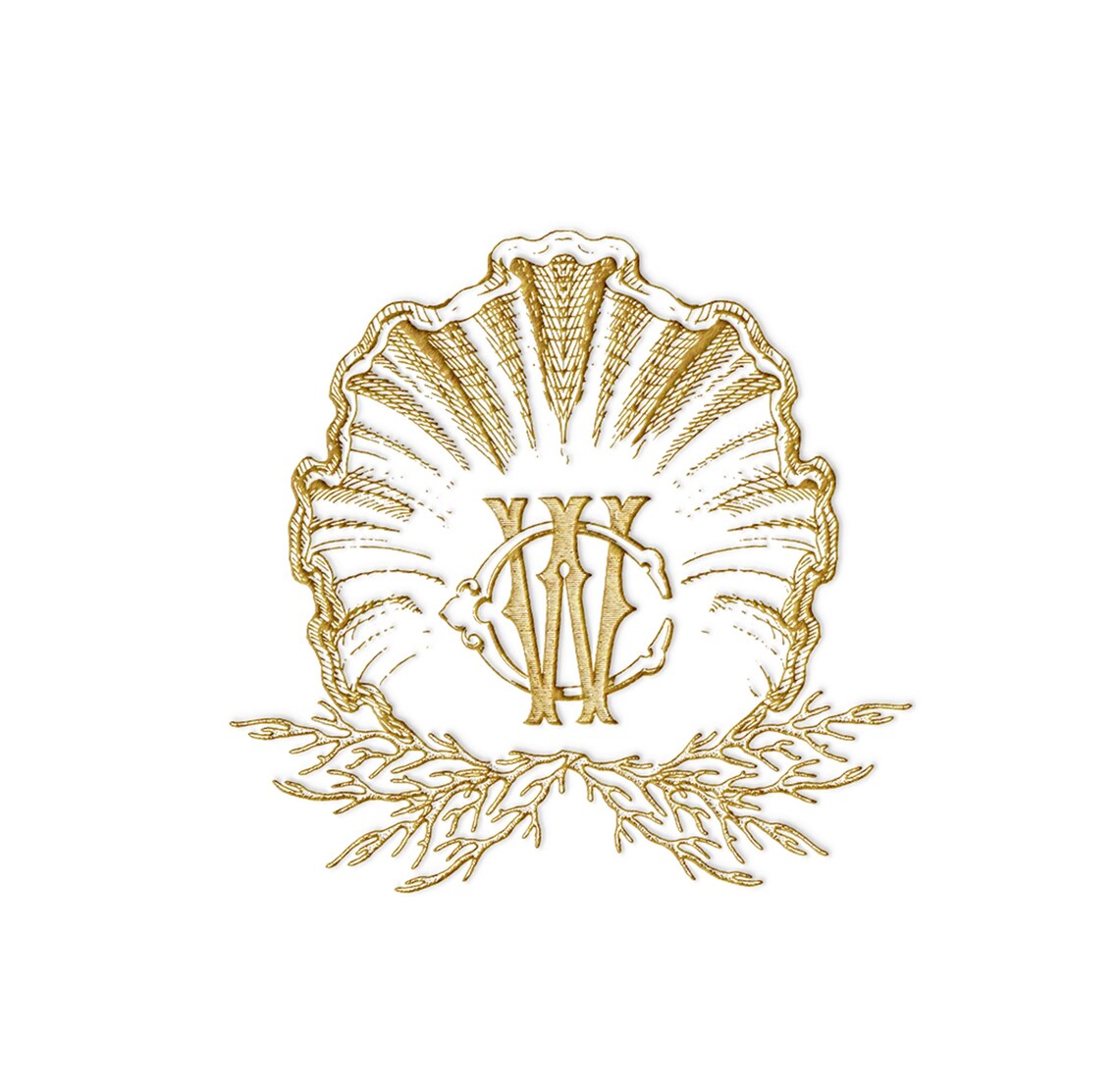 Coastal Shell Crest Monogram: Luxury Scallop Shell Emblem, Vintage ...