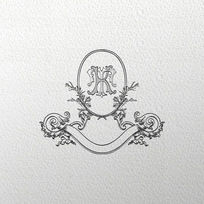 KT-TK Monogram,elegant Vintage Wedding Monogram Crest ,wedding Monogram ...