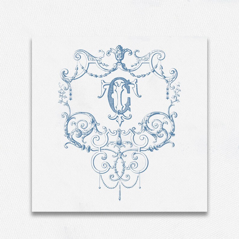 Vintage CT-TC Monogram Frame: Elegant Wedding Crest (digital Download ...