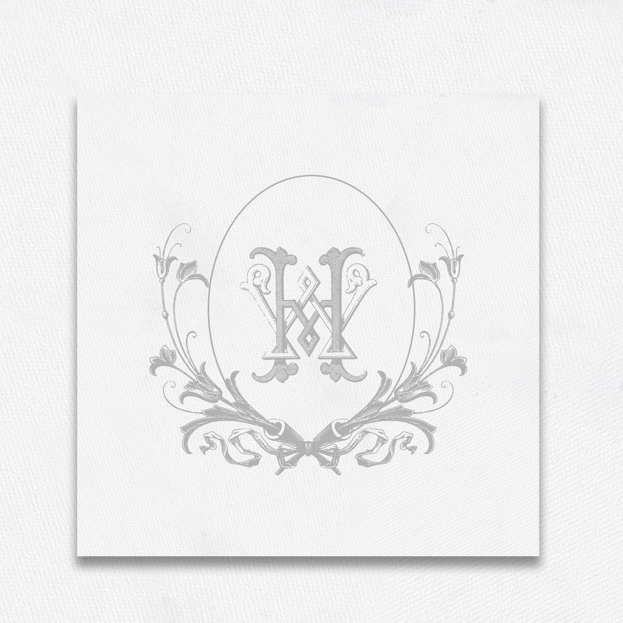 HW-WH Monogram,elegant Vintage Wedding Monogram Crest ,wedding Monogram ...