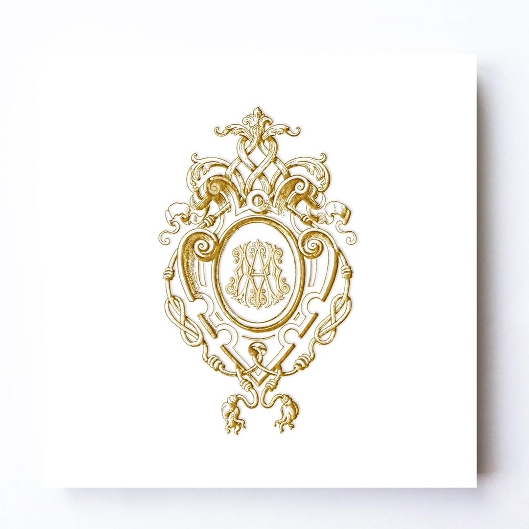 Custom Wedding Monogram Logo Design : Vintage Frame Crest Logo (digital ...