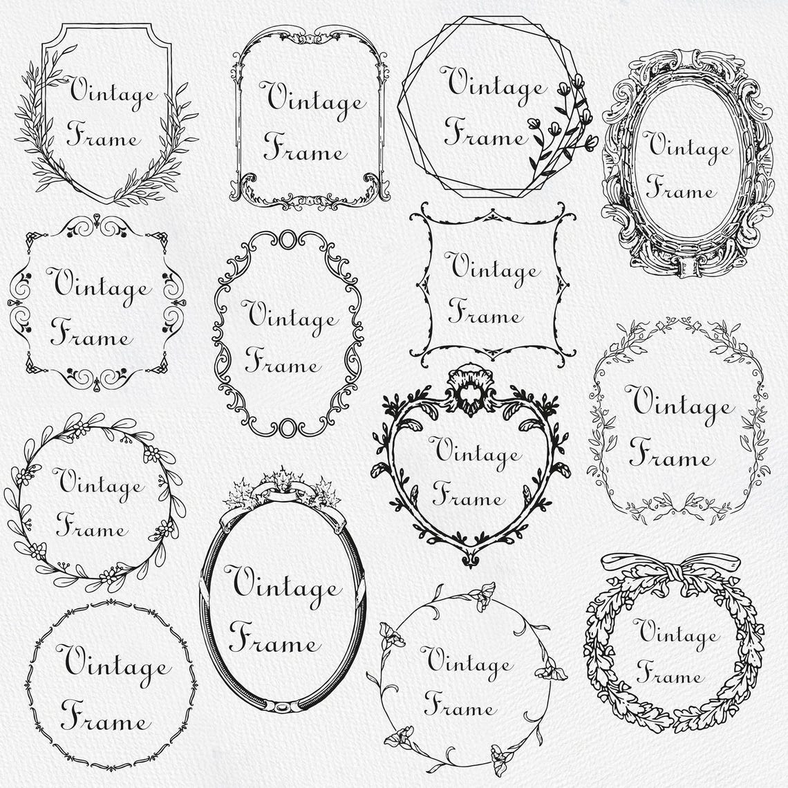 Exquisite Crest,wedding Crest, Vintage Frame, Floral Crest, Ornate ...