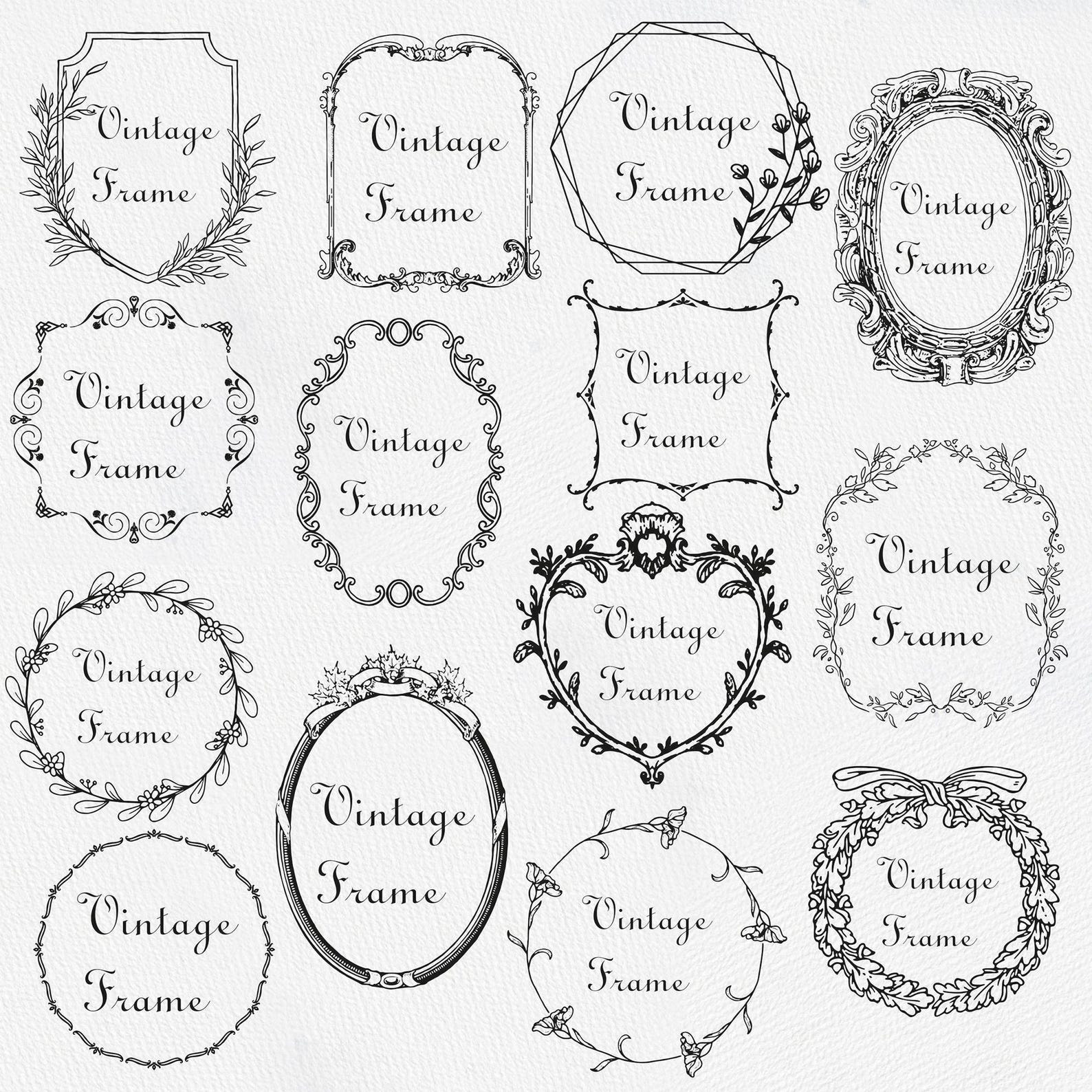 Exquisite Crest,wedding Crest, Vintage Frame, Floral Crest, Ornate ...