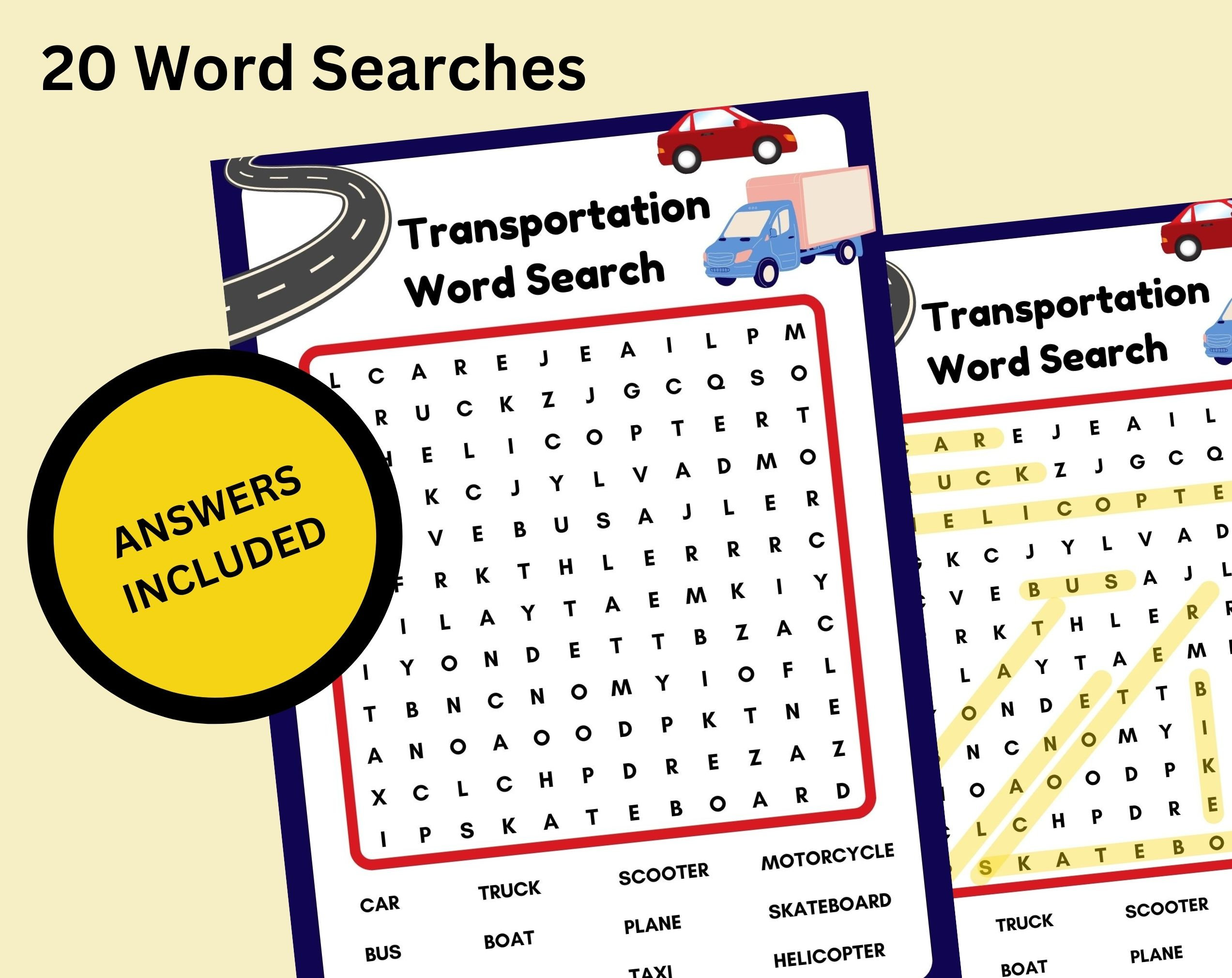 20 Printable Word Search Games for Kids Digital Download and Answers ...