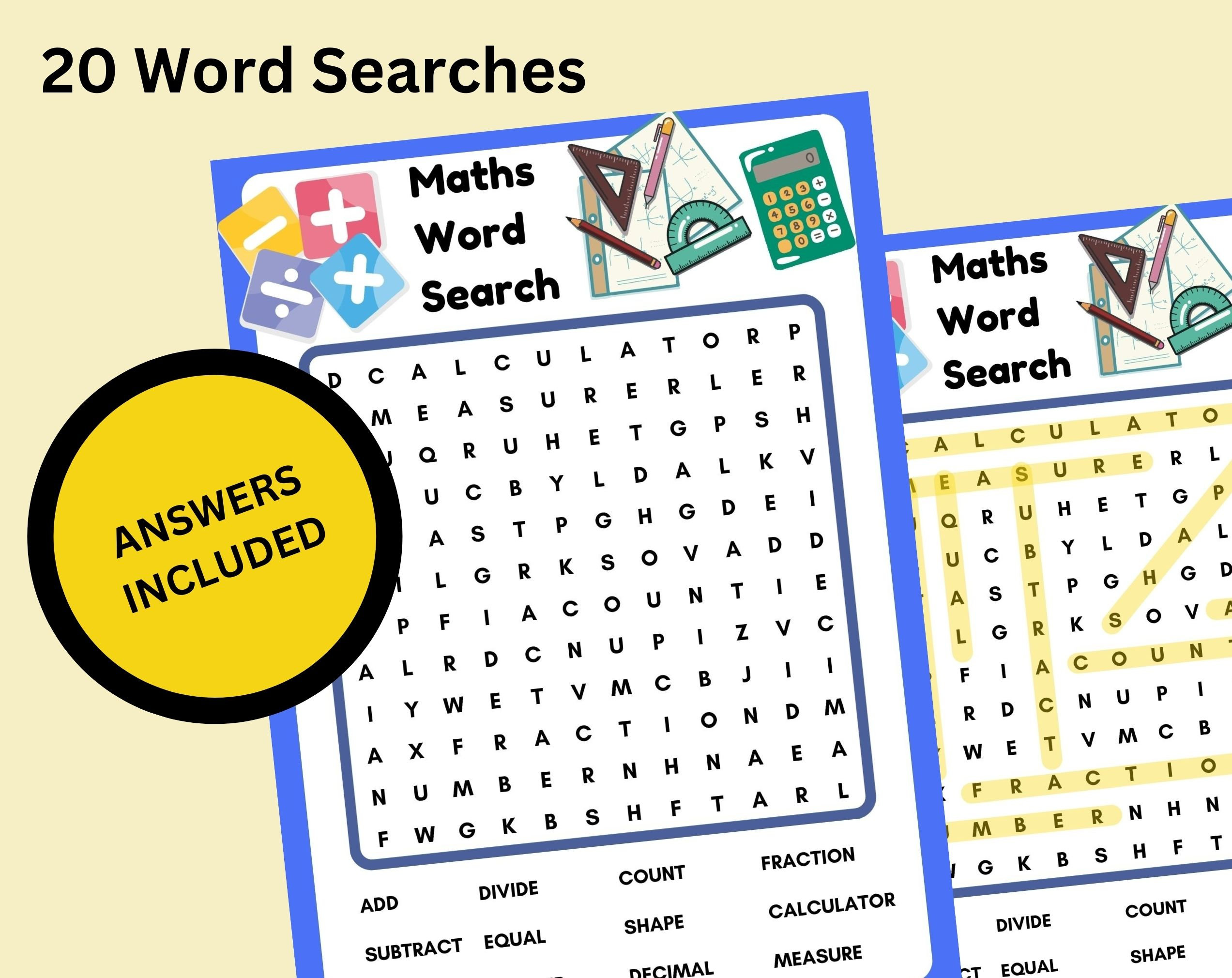 20 Printable Word Search Games for Kids Digital Download and Answers ...