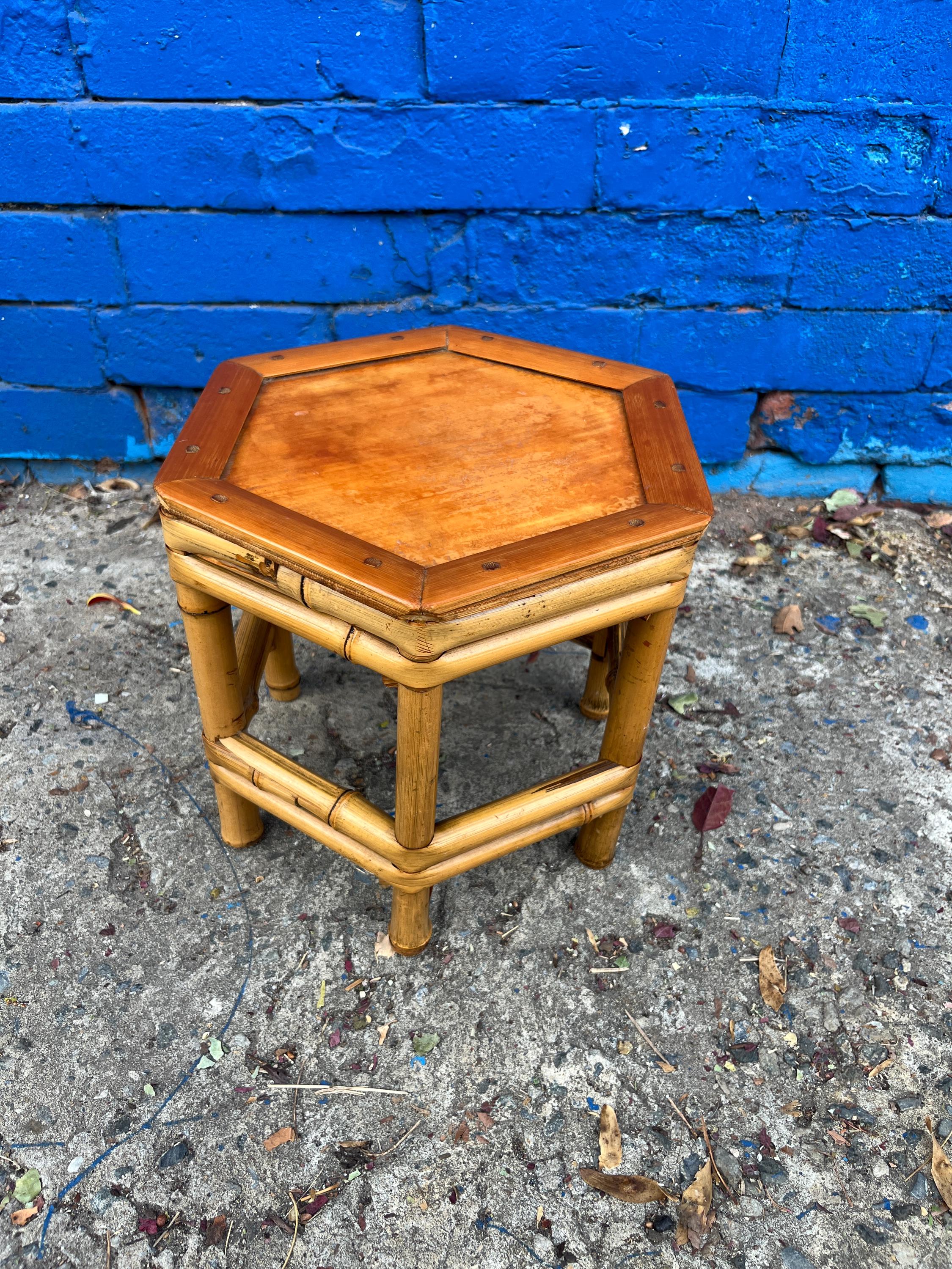Vintage Hexagon Bamboo Plant Stand - Etsy