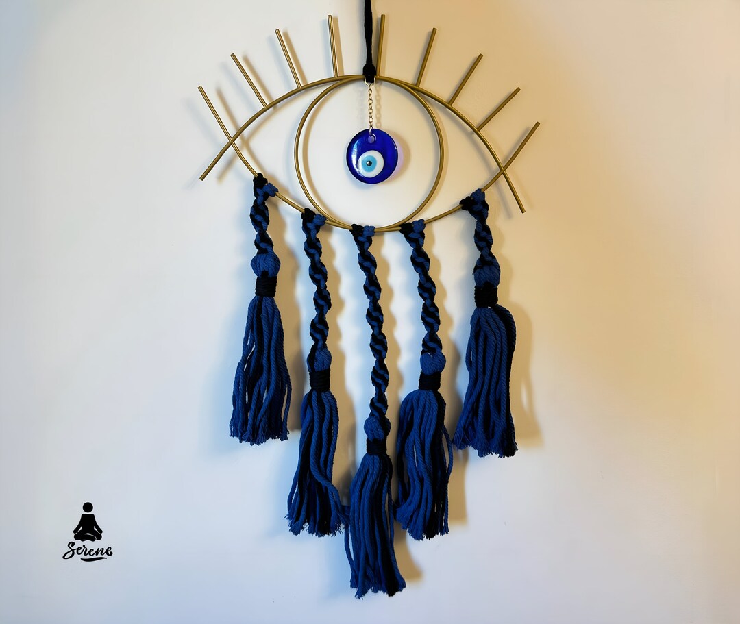 Evil Eye Macrame Dream Catcher Evil Eyes Handmade Wall Hanging Macrame ...