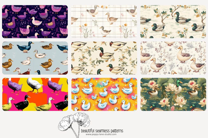 Duck Seamless Pattern, Duck Digital Paper, Seamless Bird Pattern ...