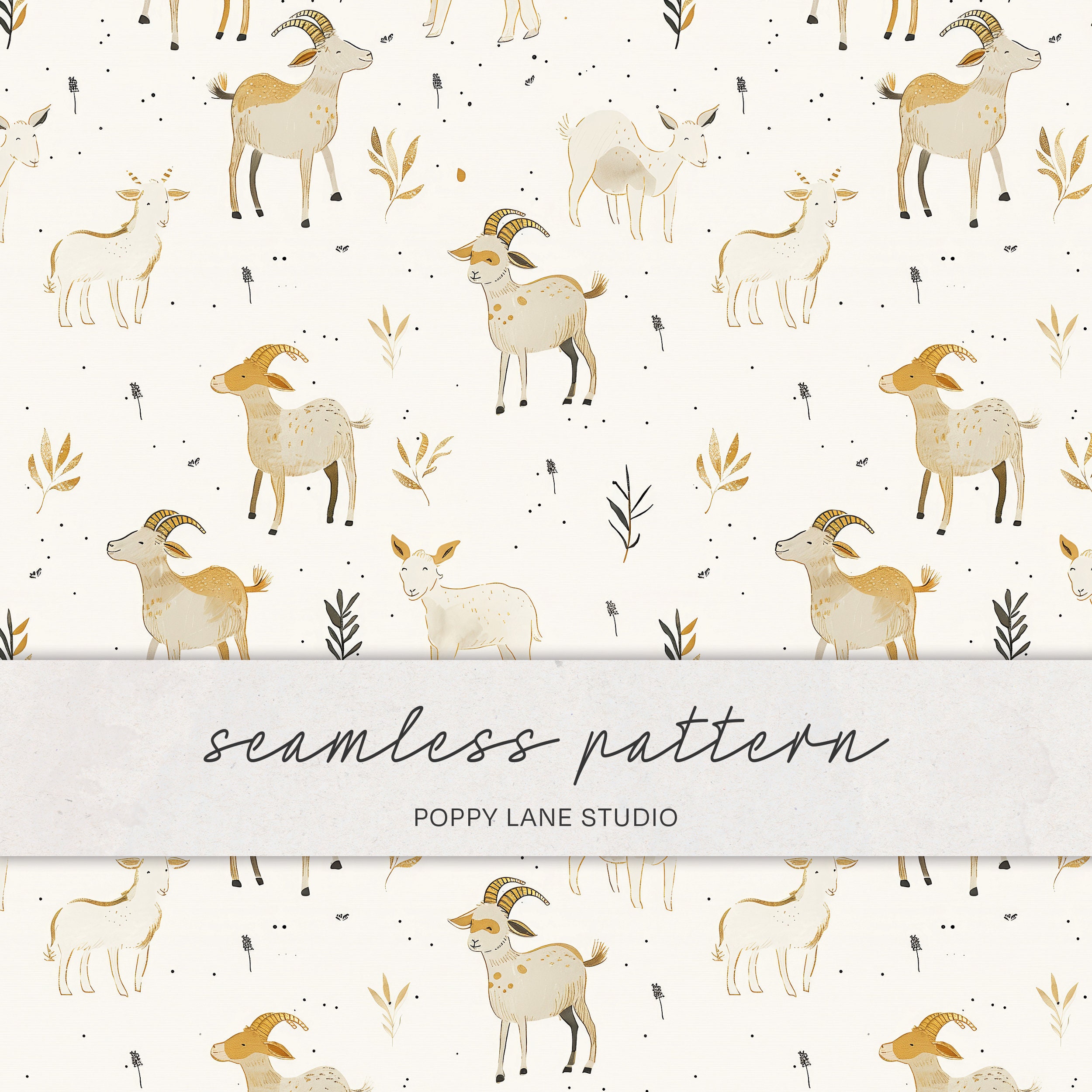 Seamless Goat Pattern, Cute Goat Pattern, Seamless Goat Background ...