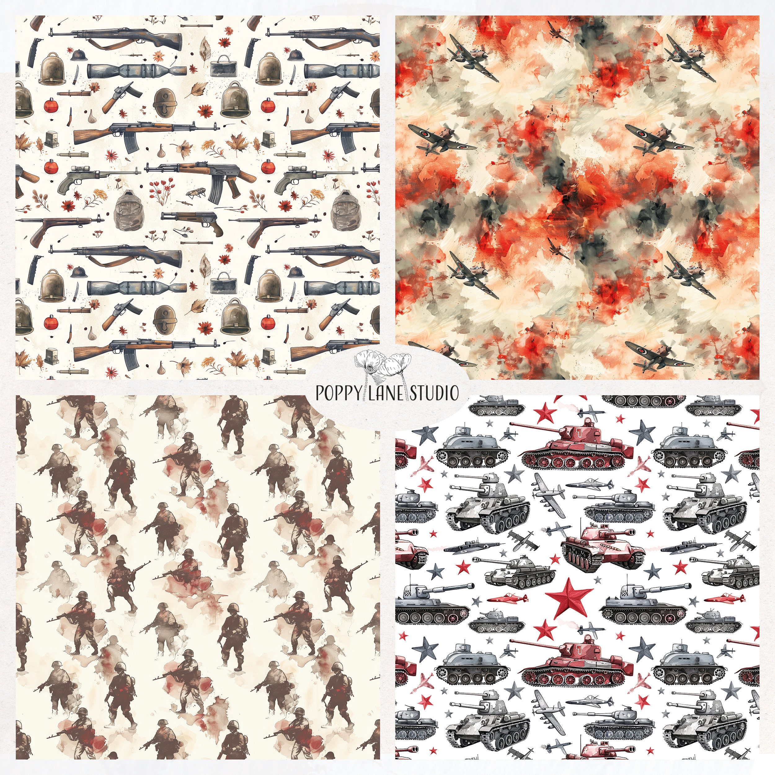 WW2 Pattern, World War 2, WW2 Digital Paper, Fighter Plane War Spitfire ...