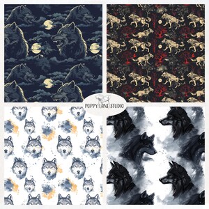 Seamless Wolf Pattern, Wolf Digital Paper, Woodland Animals, Wolf ...
