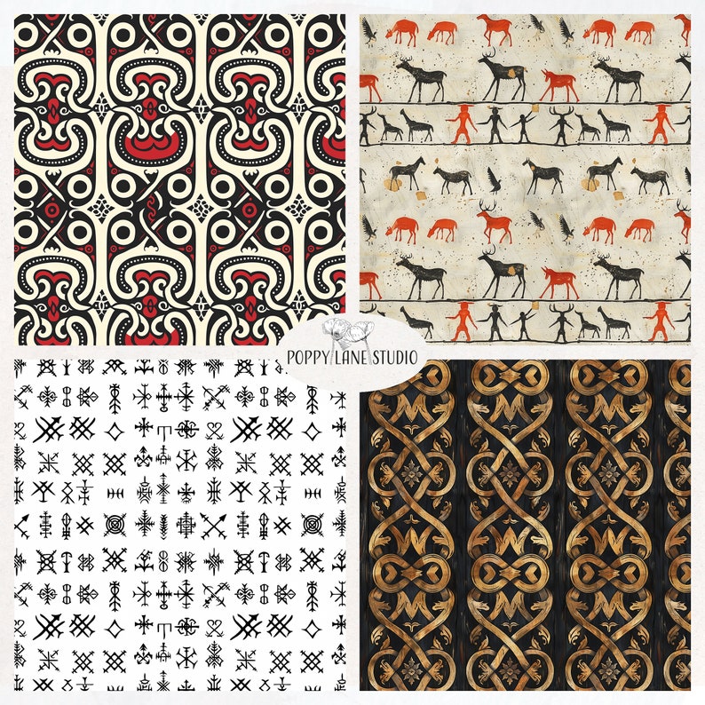 Seamless Norse Pattern, Viking Seamless Pattern, Scandinavian Digital ...