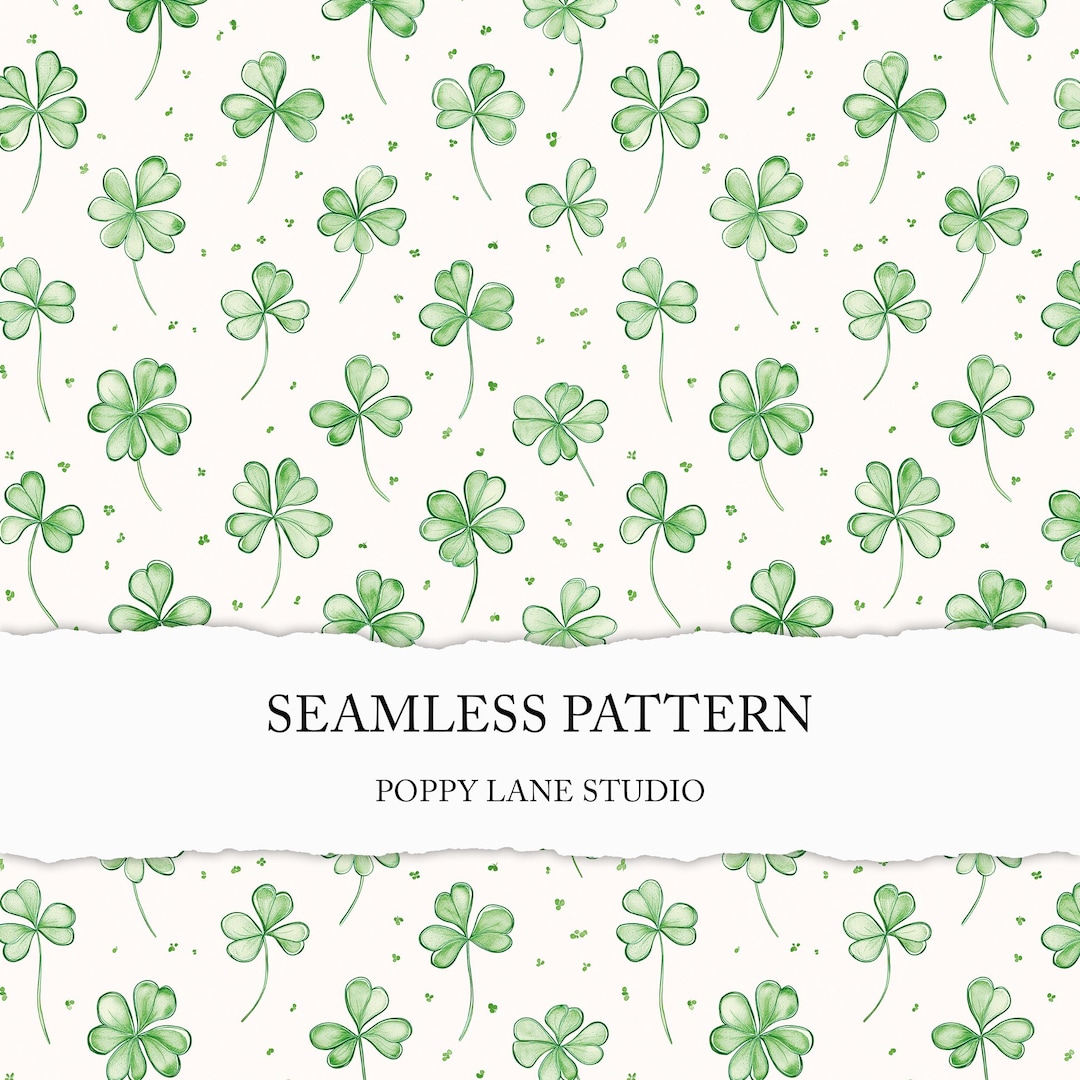 Shamrock Seamless Pattern, Four-leaf Clover Digital Paper, St Patrick ...