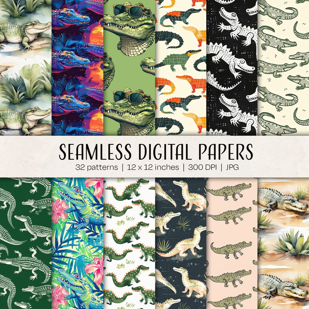 Seamless Crocodile Pattern, Crocodile Background, Crocodile Digital ...