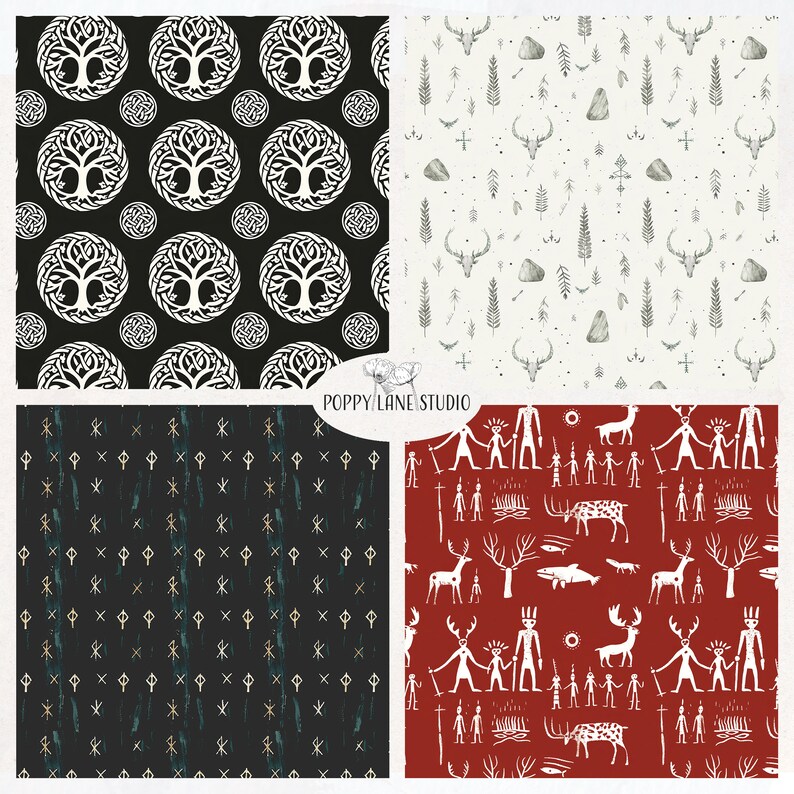 Seamless Norse Pattern, Viking Seamless Pattern, Scandinavian Digital ...