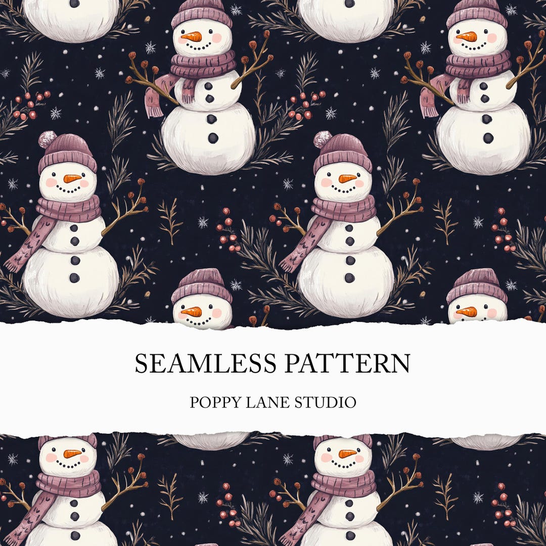 Seamless Snowman Pattern, Cute Snowman Background, Christmas Printable ...