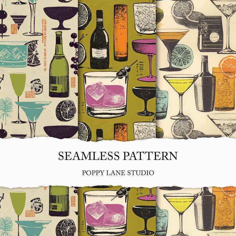 Retro Cocktail Fabric - Etsy