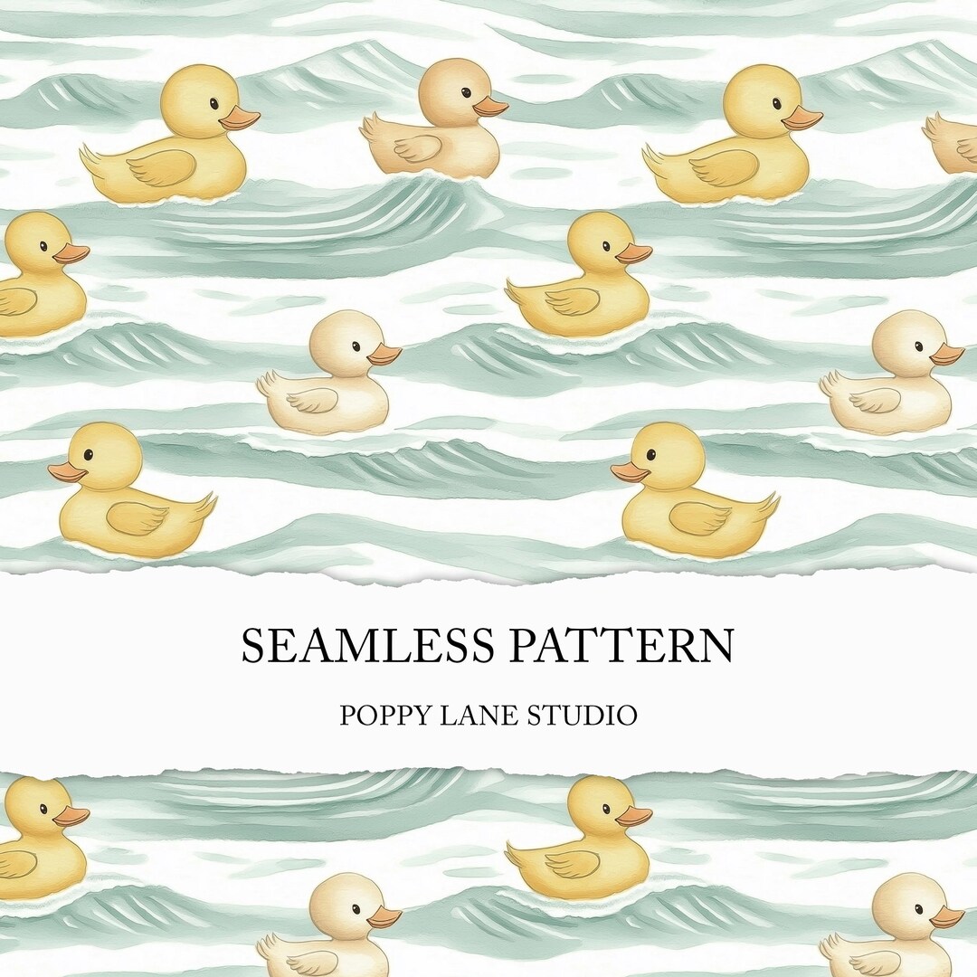 Cute Duckling Background, Seamless Rubber Duck Print, Bath Time, Yellow ...