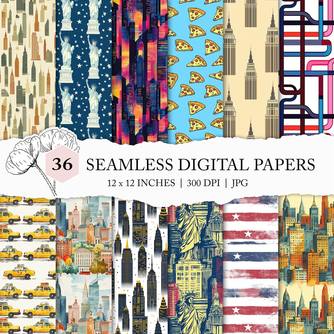 New York City Pattern, New York City Digital Paper, New York Scrapbook ...