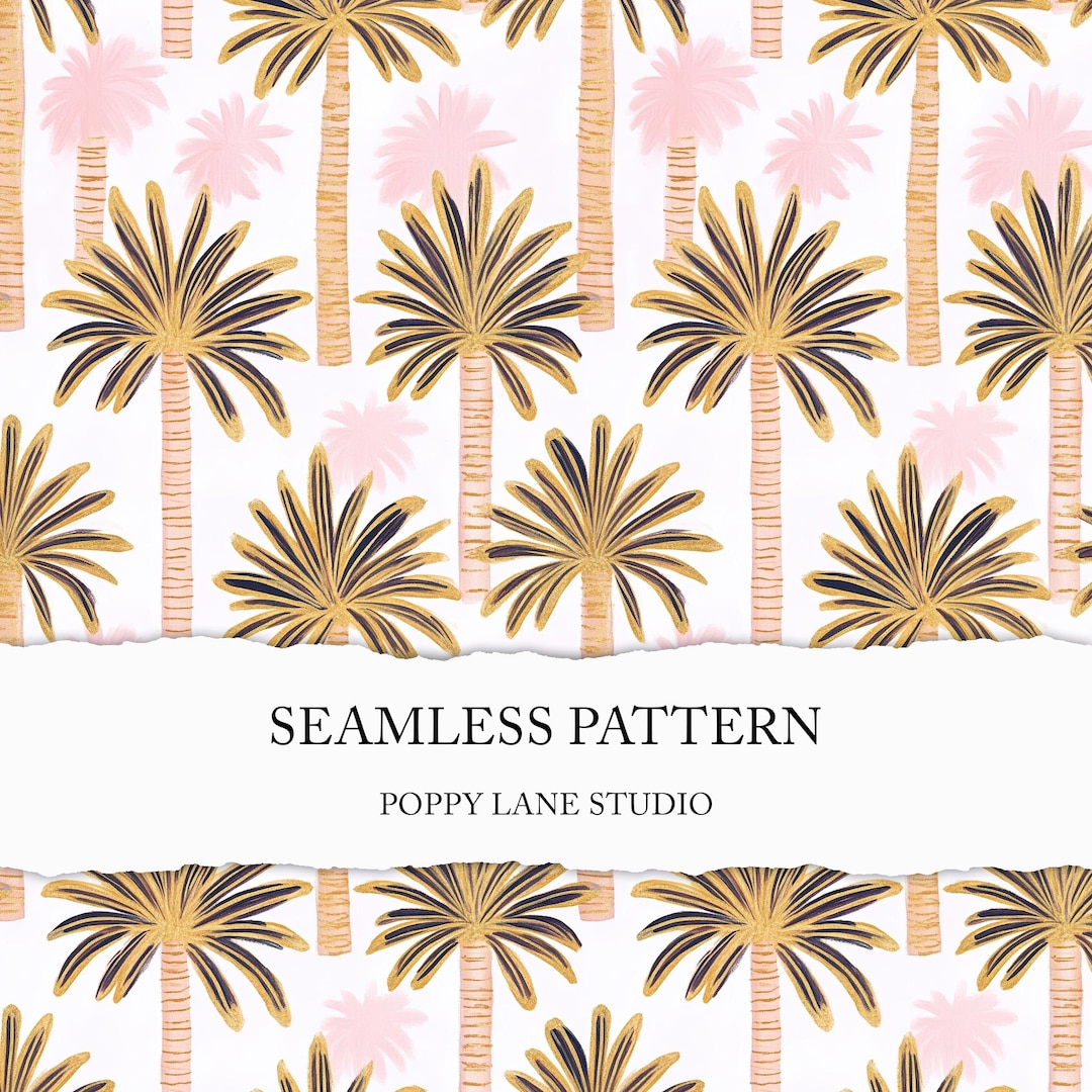 Pink Botanical Seamless Pattern, Palm Tree Background, Tropical Paper ...